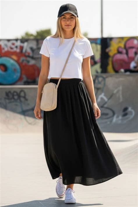 15 Long Black Skirt Outfit Summer Ideas For Effortless And Breezy Style