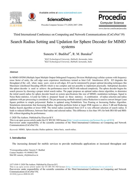 pdf search radius setting and updation for sphere decoder for mimo