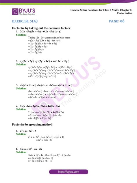 Concise Selina Solutions For Class 9 Maths Chapter 5 Factorisation