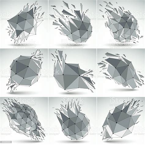컬렉션 추상적임 그림 3d 고객 연결된 운항선 3차원 형태에 대한 스톡 벡터 아트 및 기타 이미지 3차원 형태 가상현실