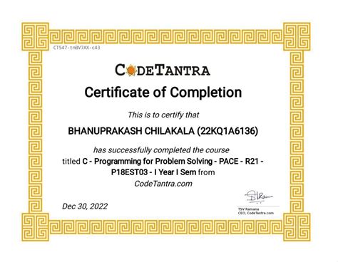 Completed C Programming For Problem Solving Course Bhanu Prakash