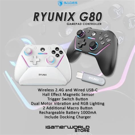 Jual Ryunix G 80 G80 Hall Effect Wireless Gamepad For Ps3 Pc Android