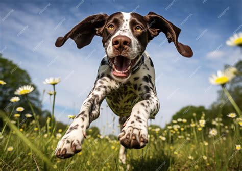 Premium Ai Image A German Shorthaired Pointers Tongue Lolling Out