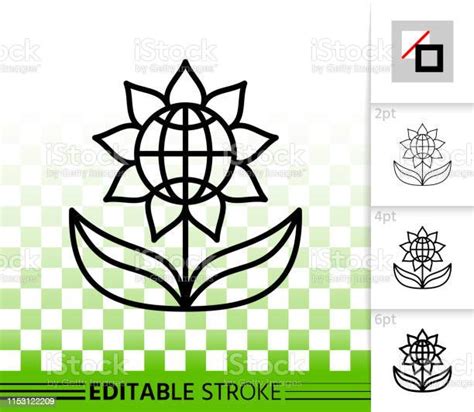 花簡單的黑線向量圖示向量圖形及更多一組物體圖片 一組物體 保護 向日葵 Istock