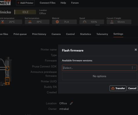 can t flash firmware through prusaconnect on mini input shaper mini prusa3d forum
