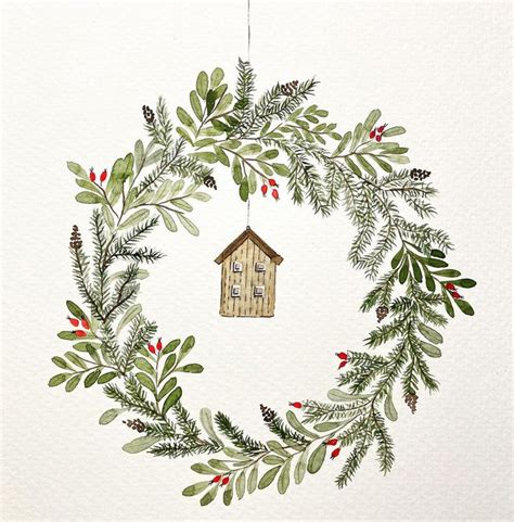 Weihnachtliches Kränzchen gemalt Barbara Drexel Instagram