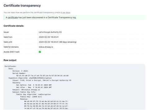 SSL TLS Certificate Monitoring By Oh Dear