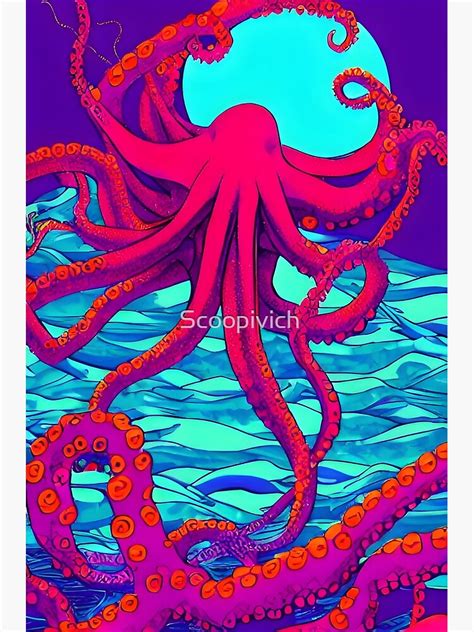 Anime Tentacles Japanese Octopus Moonlit Sea Vaporwave Aesthetic