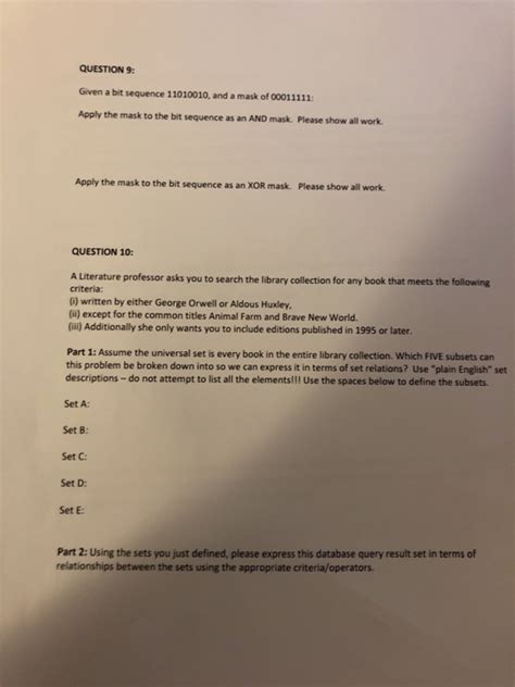 Solved QUESTION 9 Given A Bit Sequence 11010010 And A Mask Chegg