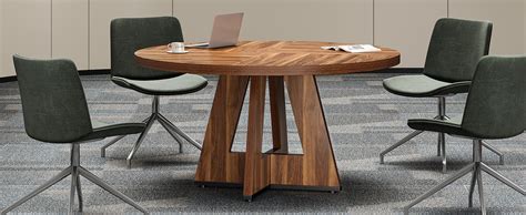 Tribesigns 47 Inch Round Conference Table For 4 6 People Wooden Meeting Room Table