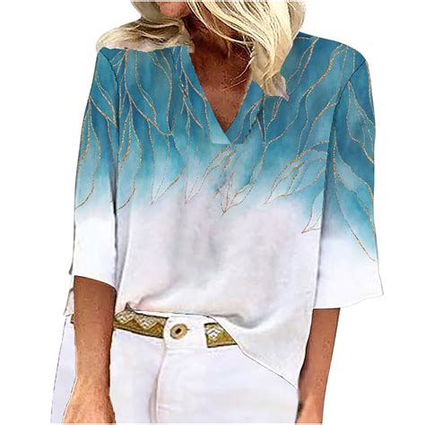Olyvenn Womens Tops Casual Plus Size Loose Womens Spring And Autumn V