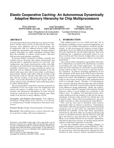 Pdf Elastic Cooperative Caching An Autonomous Dynamically Adaptive Memory Hierarchy For Chip