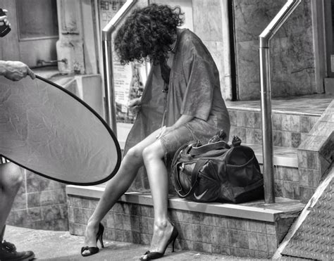 Premium Photo Fashion Model Sitting On Step In City