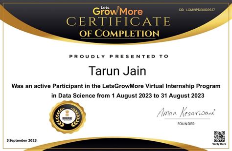 Tarun Jain On Linkedin Intern Igmvip Interngrow Datascience
