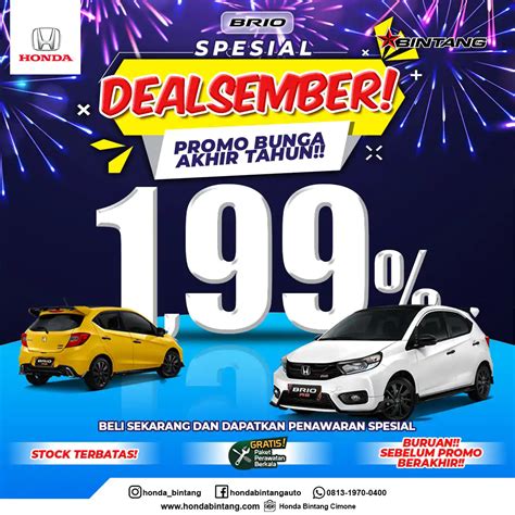 Dealsember Bunga Kredit Mobil Honda Brio 2022 Hanya 1 99
