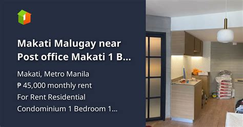 Makati Malugay Near Post Office Makati 1 Br Furnished P45k All In