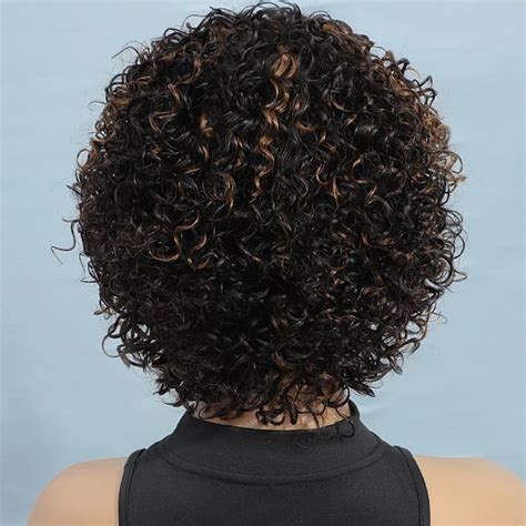 Ombre Short Curly Human Hair Wigs For Black Women Short Curly Wigs