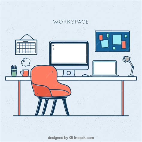 Oficina Profesional Con Estilo De Dibujo A Mano Vector Gratis