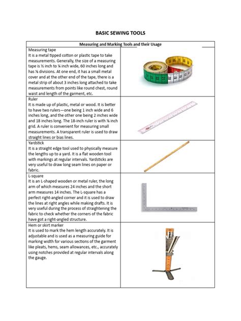 Basic Sewing Tools Pdf Seam Sewing Sewing