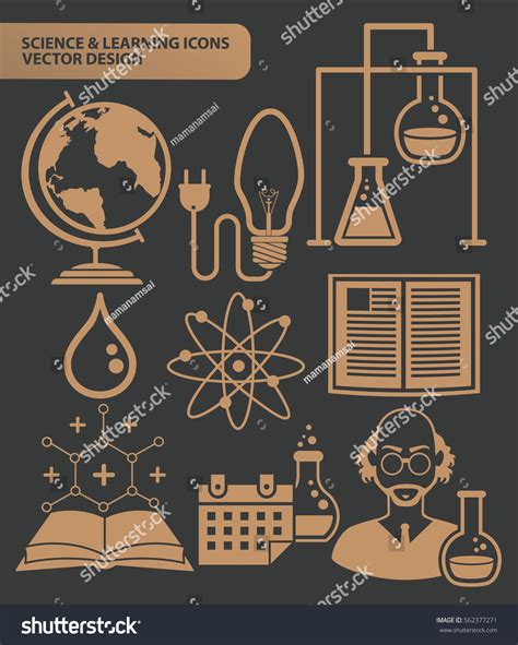 Science Learning Icon Setclean Vector Stock Vector Royalty Free