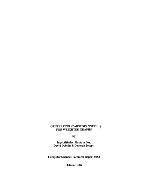 Pdf Generating Sparse Spanners For Weighted Graphs