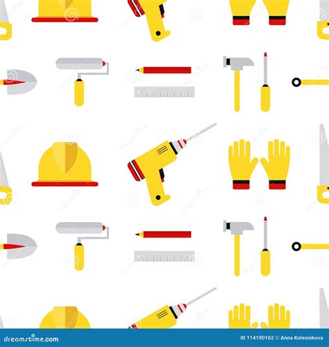 Seamless Tools Pattern Construction Tools Vector Icons Seamless Pattern Hand Equipment