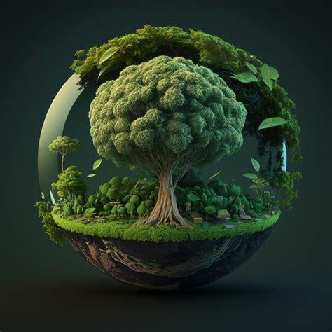 Premium Photo There Is A Picture Of A Tree In A Glass Ball Generative Ai