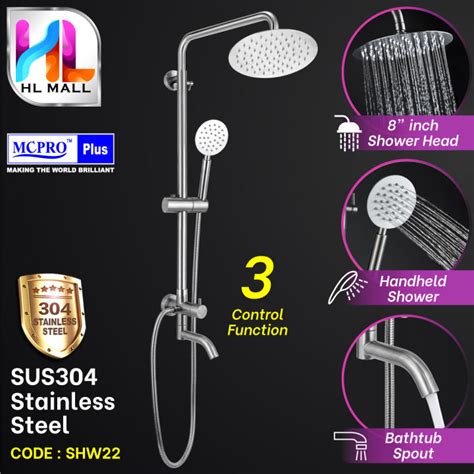 Mcpro Bathroom Faucet Stainless Steel Round Shower Set 3 Mode Shower