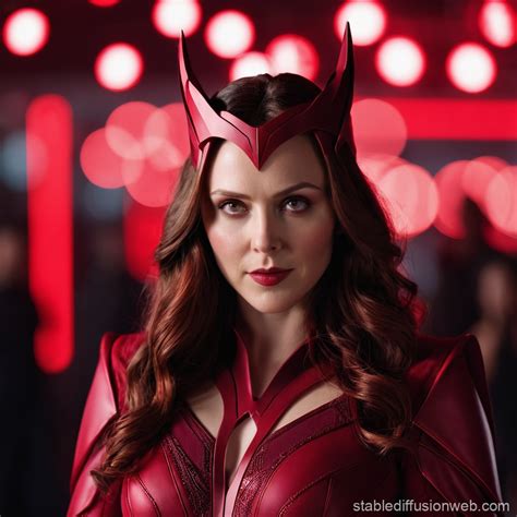 Scarlet Witch Red Uniform In Front Of Titan By Eren Big Titan Prompts