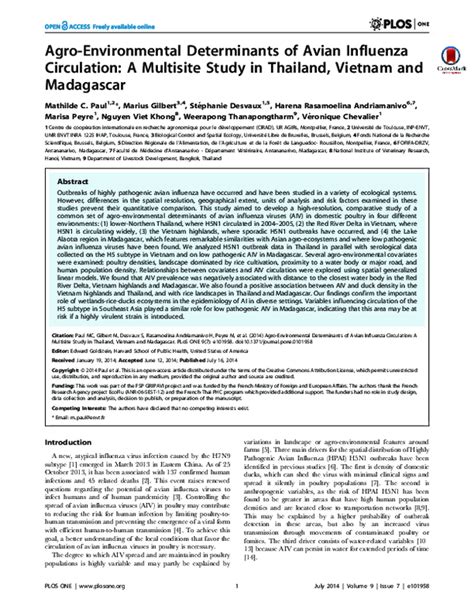 Pdf Spatio Temporal Occurrence Modeling Of Highly Pathogenic Avian Influenza Subtype H5n1 A