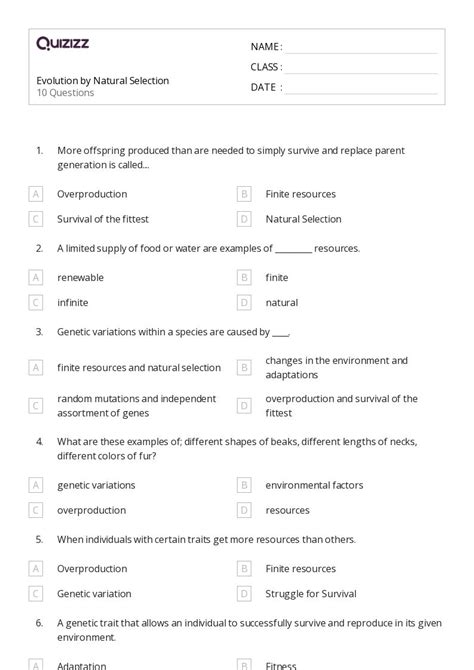 50 Genetic Variation Worksheets On Quizizz Free And Printable