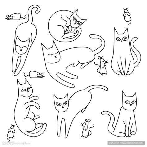 猫简笔画设计图 家禽家畜 生物世界 设计图库 昵图网