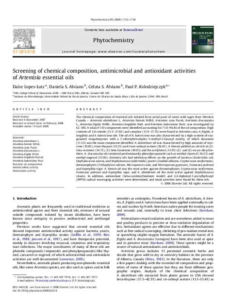 Pdf Screening Of Chemical Composition Antimicrobial And Antioxidant
