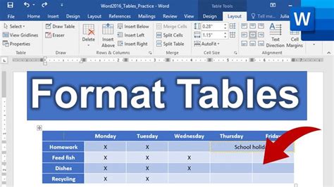Adding And Formatting Tables In Microsoft Word Microsoft Word