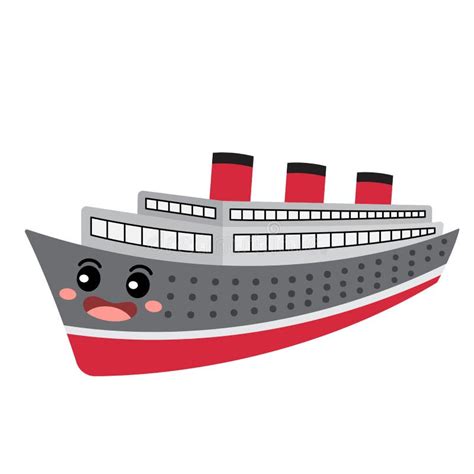 Ocean Liner Transportation Cartoon Character Perspective View Vector