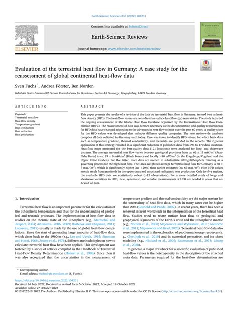 Pdf Evaluation Of The Terrestrial Heat Flow In Germany A Case Study