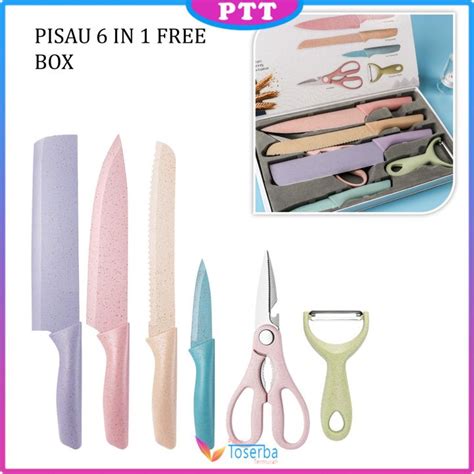 Ptt Pisau Set Keramik Dapur 6 In 1 Stainless Anti Lengket Knife Jerami
