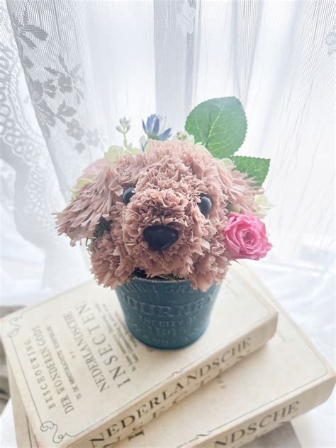 【送料無料】カーネーションの犬 ヨークシャーテリア【レギュラーサイズ】フラワーペット アニマルフラワー プリザーブドフラワー ＋ism 通販