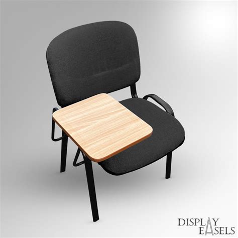 Black Lecture Tablet Chair Fabric Stacking Seat And Writing Tablet