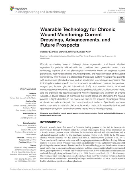 PDF Wearable Technology For Chronic Wound Monitoring Current