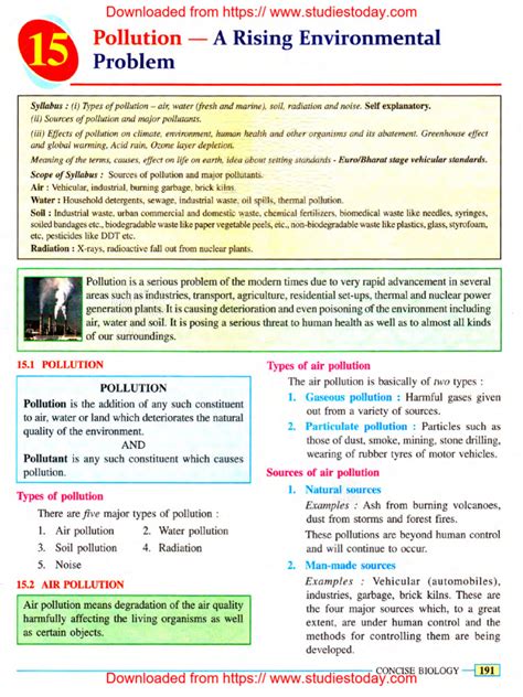 Icse Class 10 Selina Biology Chapter 15 Pollution Pdf