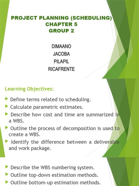 Chapter 5 Ppt Project Planning Pdf