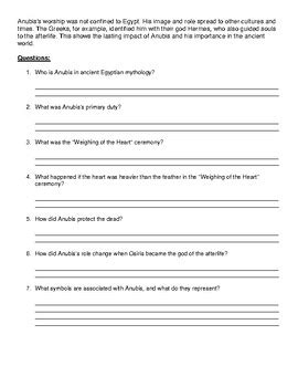 The God Anubis Assignment Ancient Egypt PDF By BEST Educational