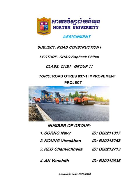 Assignment Road Construction I Pdf