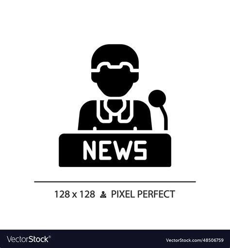 2d Glyph Style Newscaster Solid Icon Royalty Free Vector