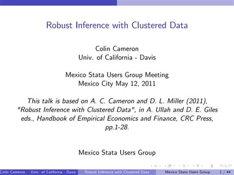 Cameron Robust Inference With Clustered Data Ppt 2011pdf