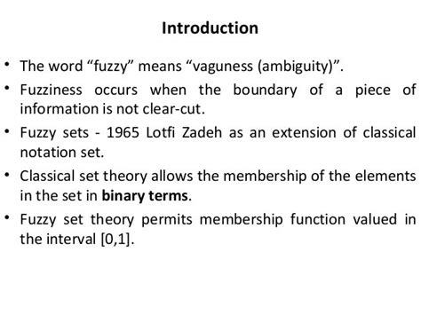 Fuzzy Set Theory