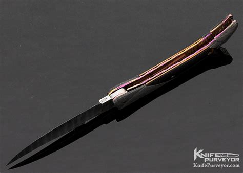 Stephen Olszewski Custom Knife Amber And Damascus Linerlock Knife Purveyor