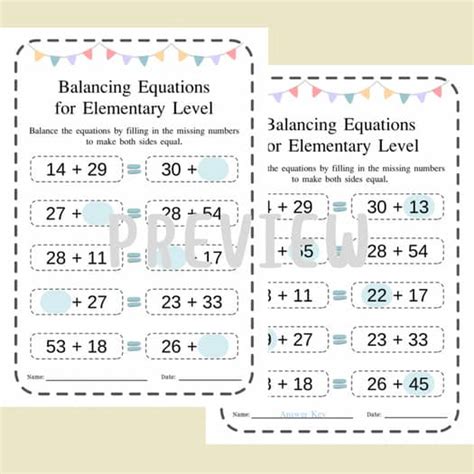 Balancing Equations For Elementary Level By Sarin Art And Work Tpt