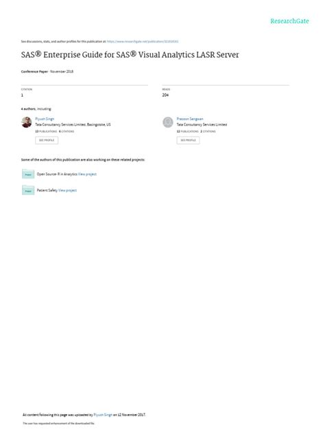 Sas® Enterprise Guide For Sas® Visual Analytics Lasr Server Pdf Sas